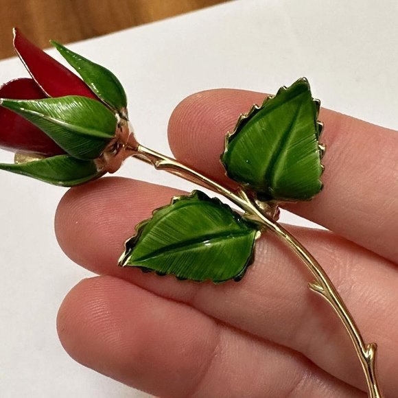 giovanni | Jewelry | Vintage Giovanni Signed Gold Tone Enamel Rose ...